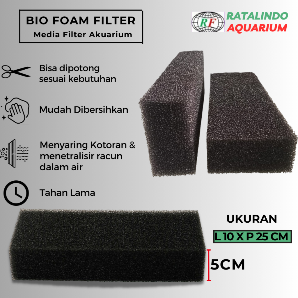 Jual filter akuarium, Bio foam Filter 25x10x5cm busa filter air, busa ...