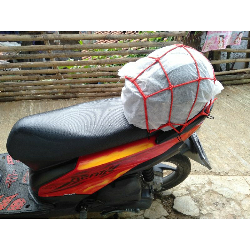 Jual Jaring helm Jaring barang/ Karet jaring motor | Tali karet jaring ...