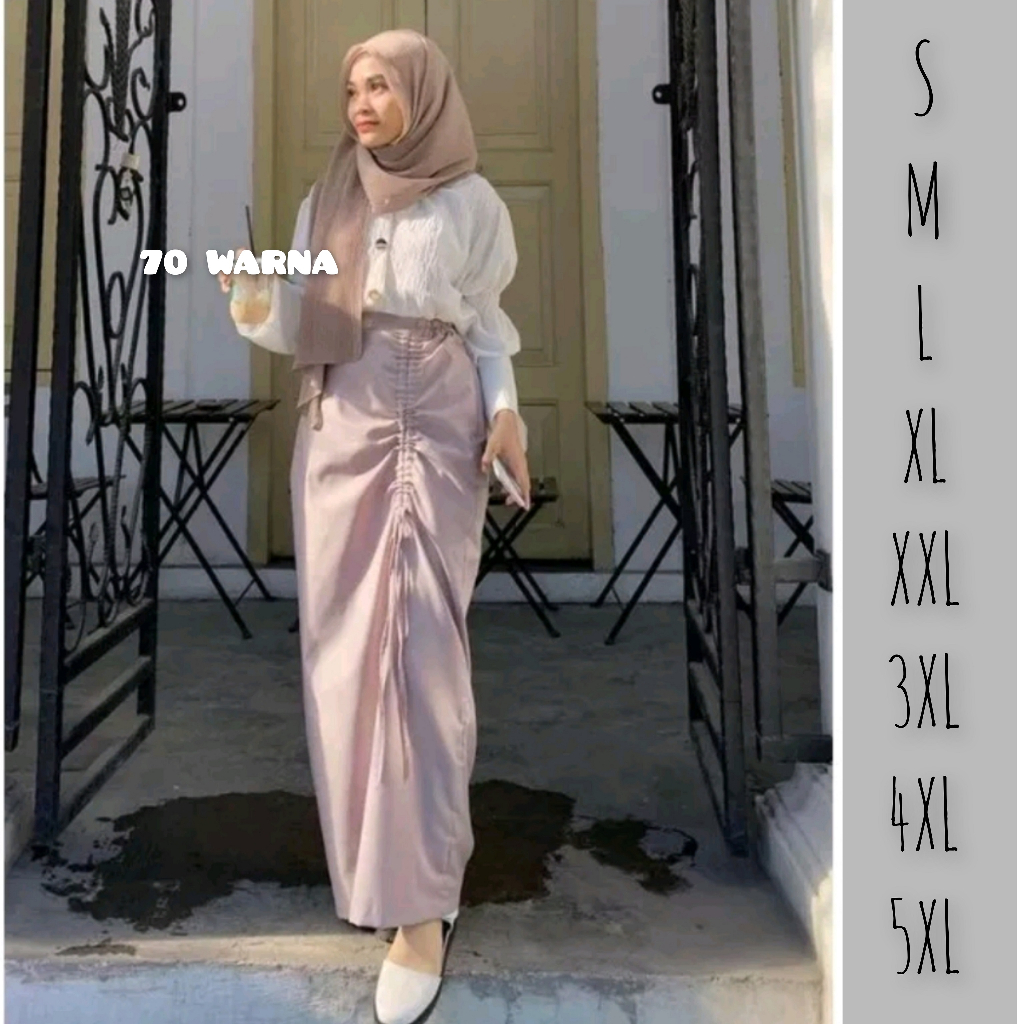 Jual Rok Serut Satin Size S M L XL XXL 3XL 4XL 5XL { Jumbo, Over, Big ...