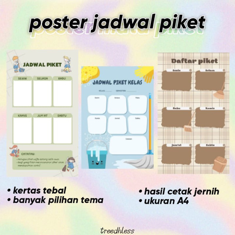 Jual Poster Jadwal Piket Kelas // Struktur Kelas | Shopee Indonesia