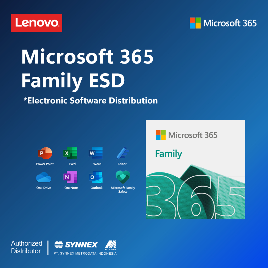 Jual Microsoft ESD Office 365 Family Langganan Per Tahun (Word, Excel, PowerPoint, OneNote ...