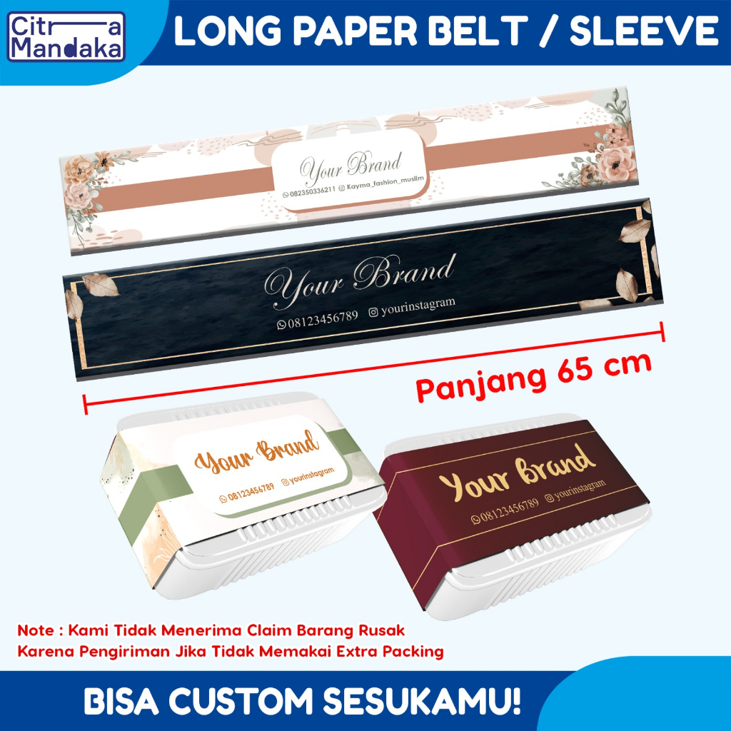 Jual Paper Belt Custom Panjang 64 cm | Packaging Sleeve Free Design ...