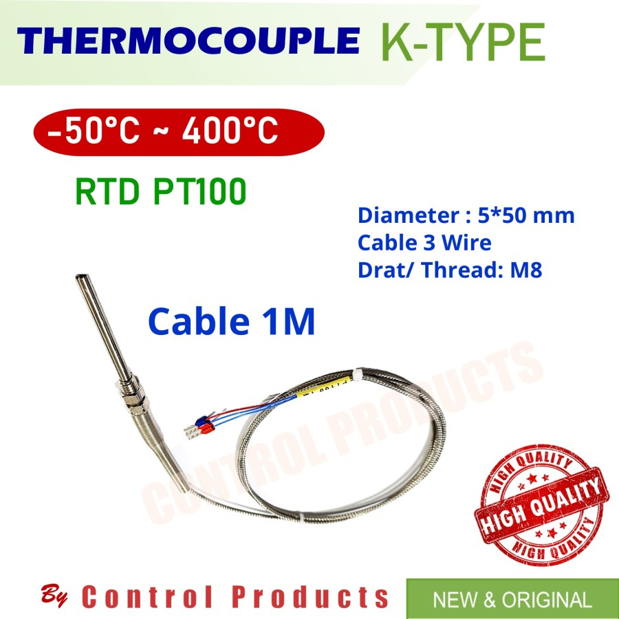 Jual RTD PT100 Probe Temperature Thermal Sensor Suhu 3 Wire | Shopee ...