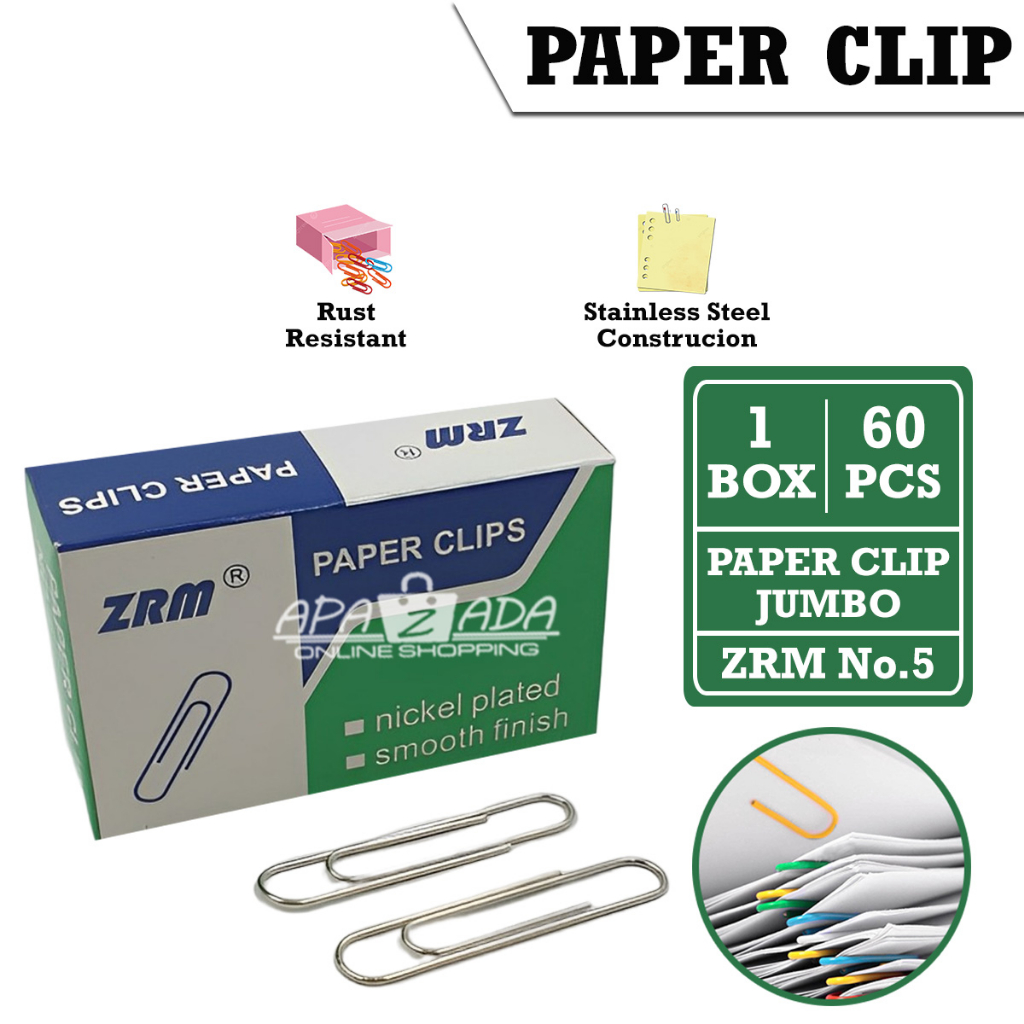 Jual Apazada - Paper Clip Jumbo No.5 [1 Box - 60 Pcs Clip] / Klip ...