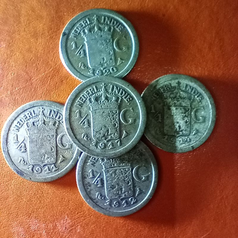 Jual koin perak Kuno lama antik 1/4 Gulden Wilhelmina Hindia Belanda ...