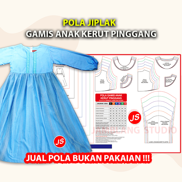 Jual Pola Jiplak Gamis Anak Kerut Pinggang Usia 2 ~ 12 Tahun | Shopee Indonesia