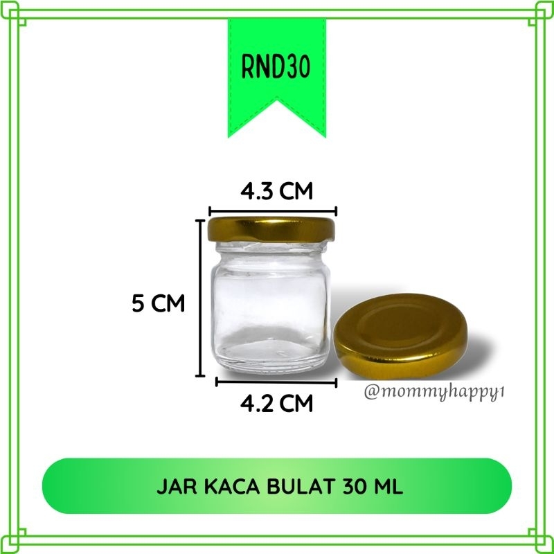 Jual (6 pcs) Mini Jar Pot /Botol Kaca Bulat 30 ml - Tutup Gold | Shopee ...