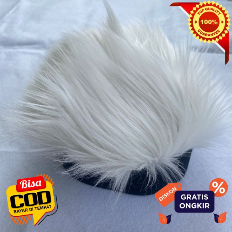 Jual Topi Bulu Viral / Topi Rambut Cosplayer Satoru Gojo Rambut Bulu ...