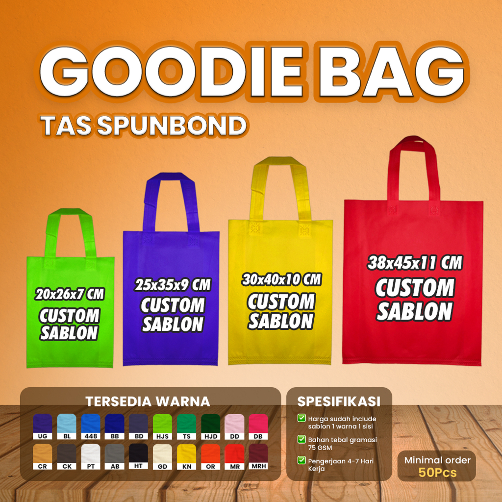 Jual Tas Spunbond Godie Bag Sablon Custom Goodie Bag Custom Sablon Tas ...