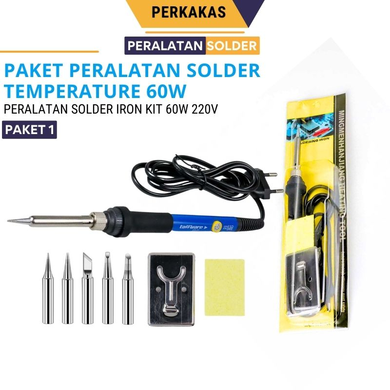 Jual Paket Komplit Solder Listrik Otomatis 60 Watt dengan 5 pcs Ujung Solder Kecil dan ...