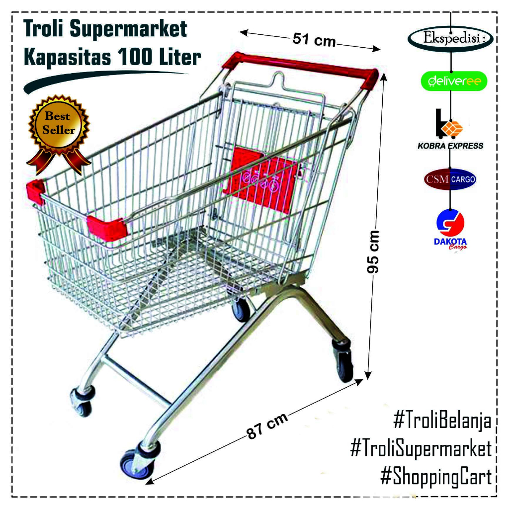 Jual Troli Supermarket 100 Liter - Supermarket Trolley - Troli Belanja ...