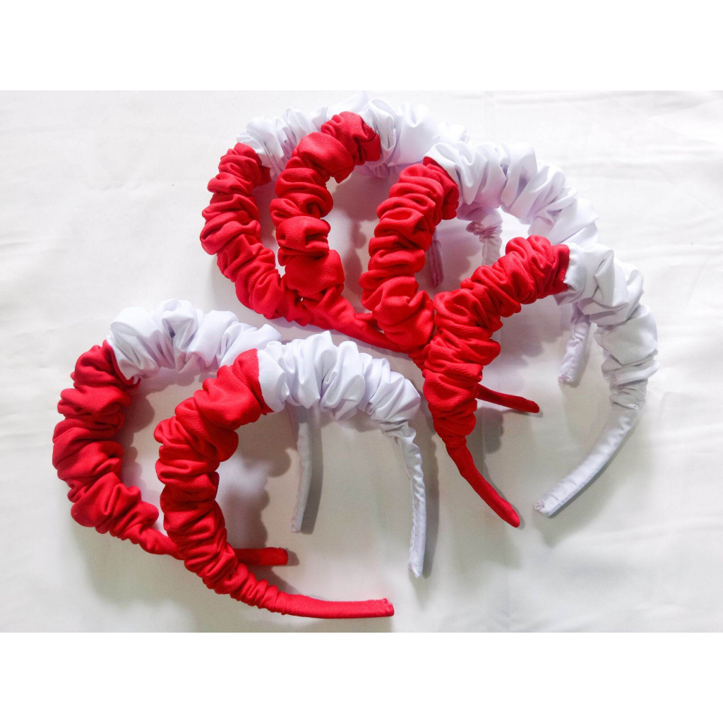 Jual Lusinan Bando Scrunchie Merah Putih - Bando Merah Putih Spesial ...