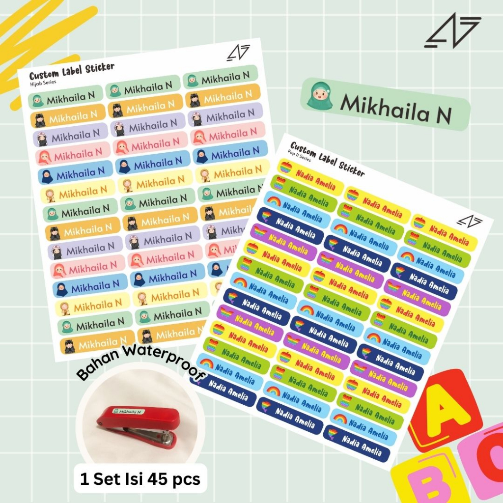 Jual Stiker Alat TUlis Label ATK Bahan Anti Air Waterproof | Shopee ...