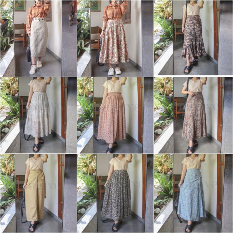 Jual thrifting rok motif/midi skirt/rok batik/thrifting rok vintage ...