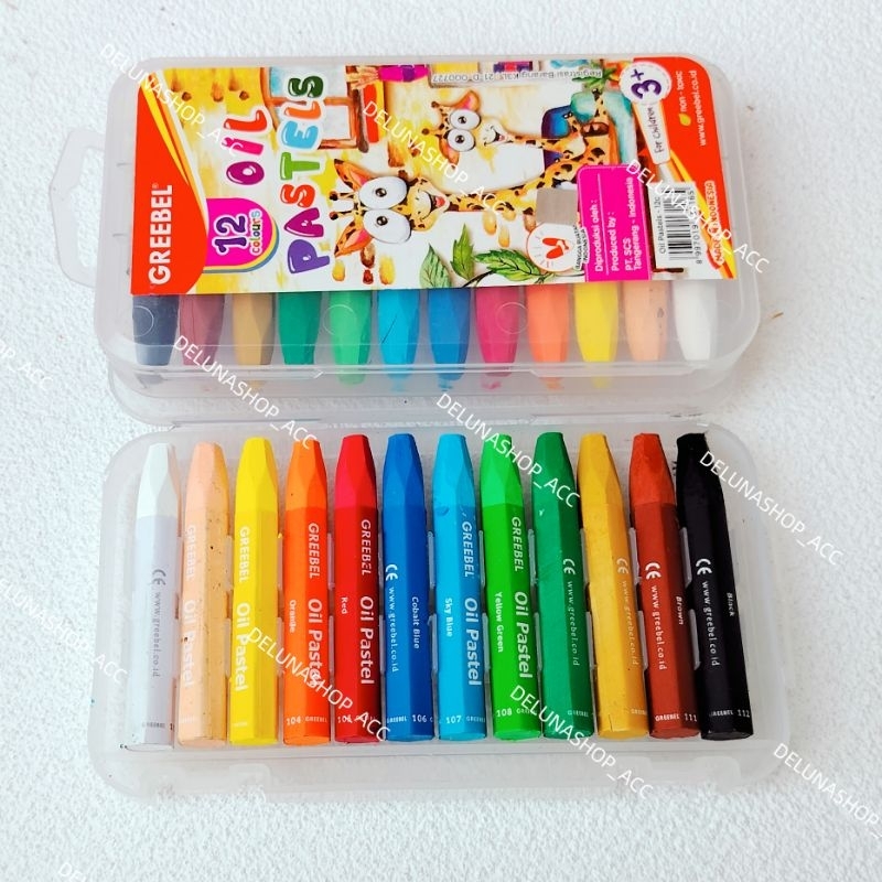 Jual GREEBEL Crayon Krayon KIDS OIL PASTEL isi (12 WARNA UKURAN XS ...