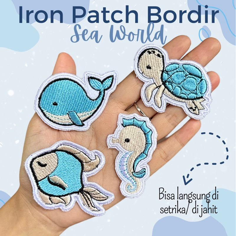 Jual ( LANGSUNG SETRIKA / BISA DI JAHIT ) IRON PATCH SEA WORLD PATCH IRON ANIMAL EMBLEM BORDIR ...