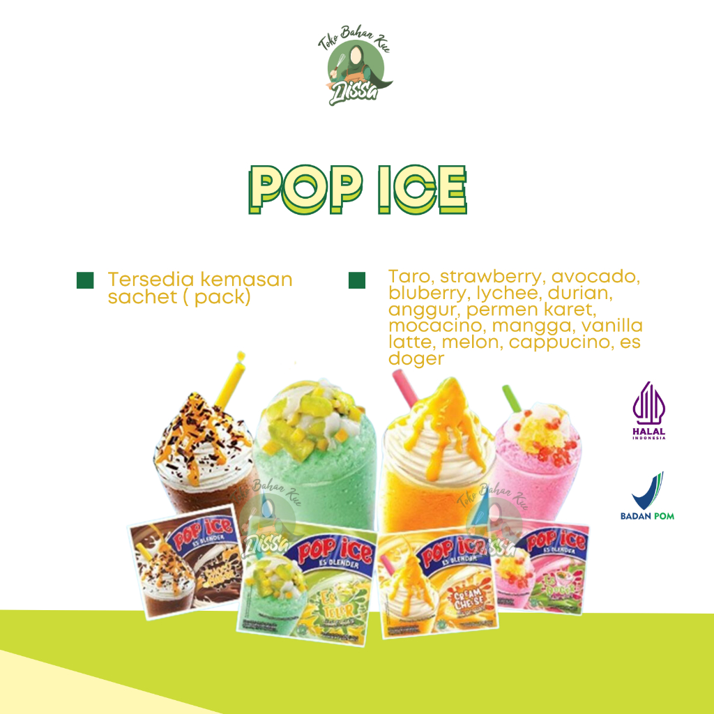 Jual Pop Ice Es Blender Milk Shake Powder 23gr | Minuman Serbuk Rasa ...