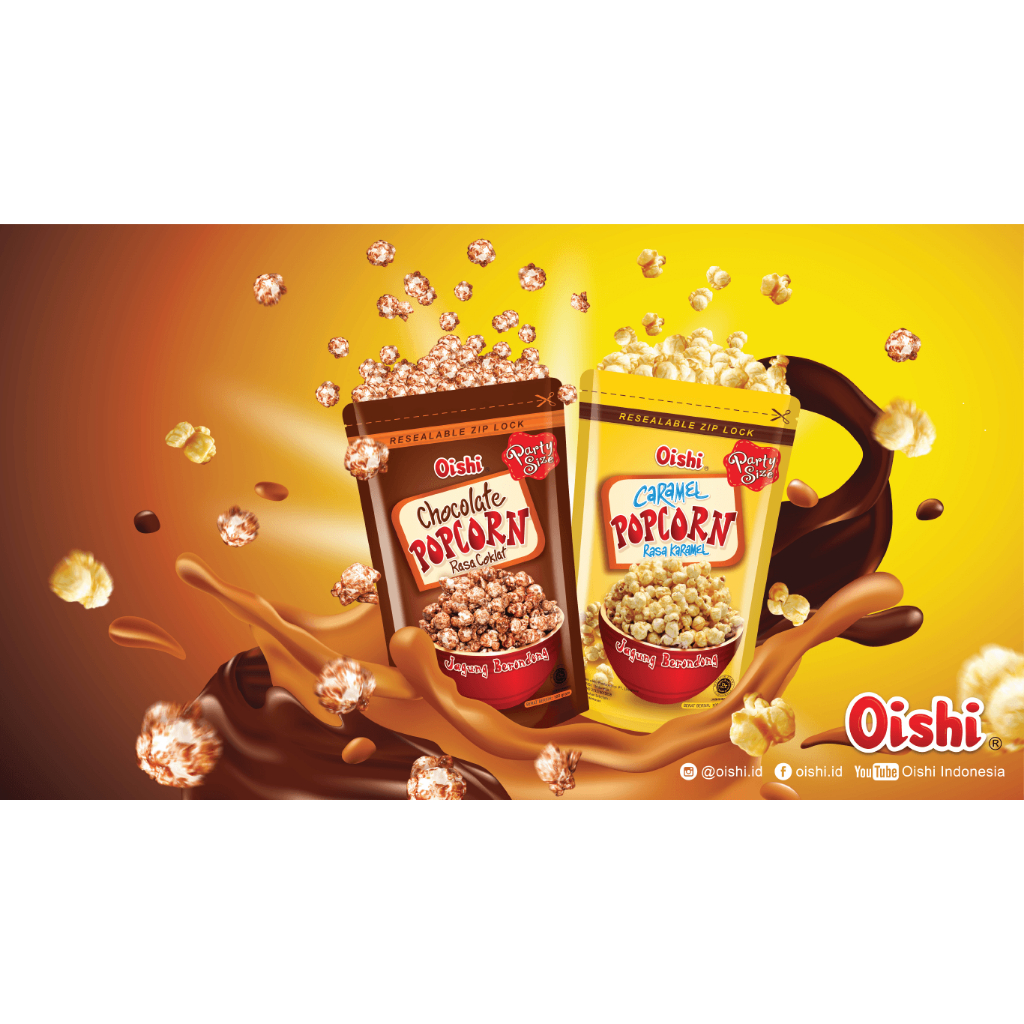 Jual ( BERKAH ) Oishi Popcorn 20gr Belgian Butter Coklat Caramel Snack ...