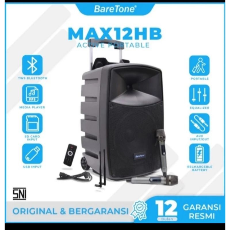 Jual Speaker Aktif Portable Bluetoth Baretone MAX 12 HB Original 12 ...