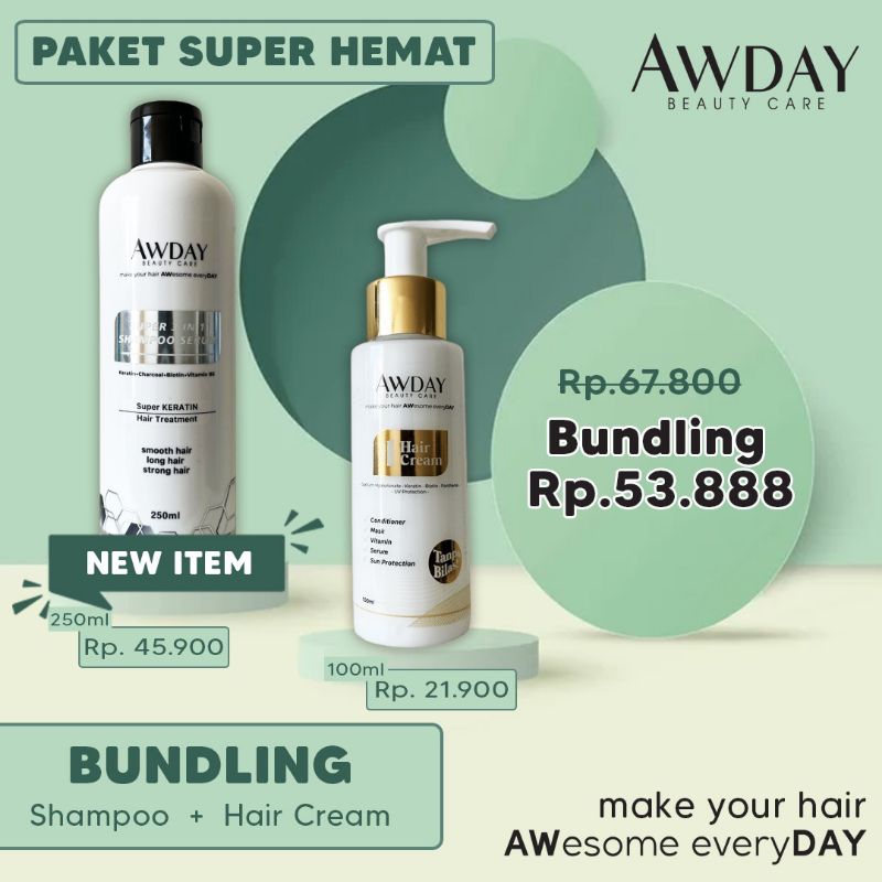 Jual Paket Bundling Hemat Shampoo awday keratin super 3in1 plus hair ...