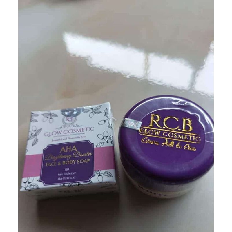 Jual paket hemat sabun batang rcb glow (untuk wajah & badan) + cream ...