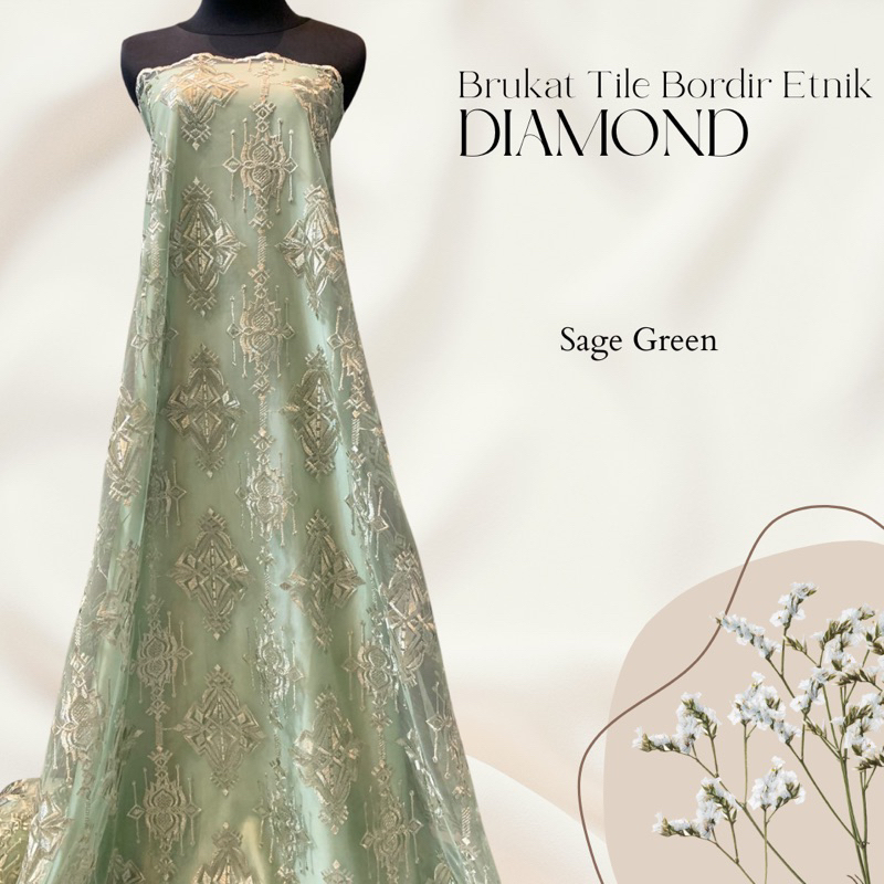 Jual Bahan Kebaya Kain Brukat Tile Timbul Motif Diamond Mewah Luxury ...