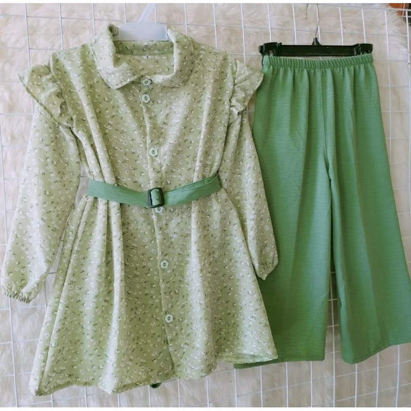 Jual setelan anak perempuan crinkle 2-12 thn free belt/setcel crinkle ...
