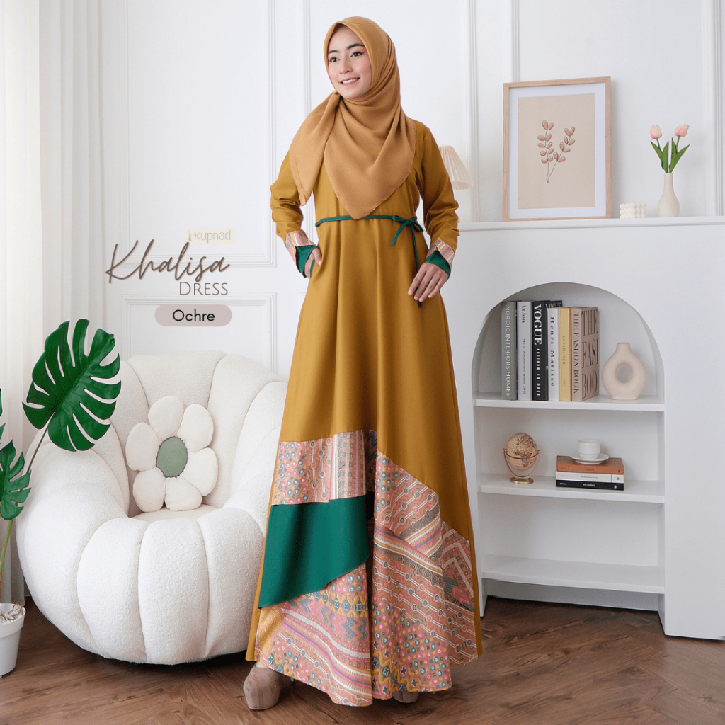 Jual KUPNAD Gamis Katun Toyobo Batik - Khalisa Dress Ochre | Shopee Indonesia