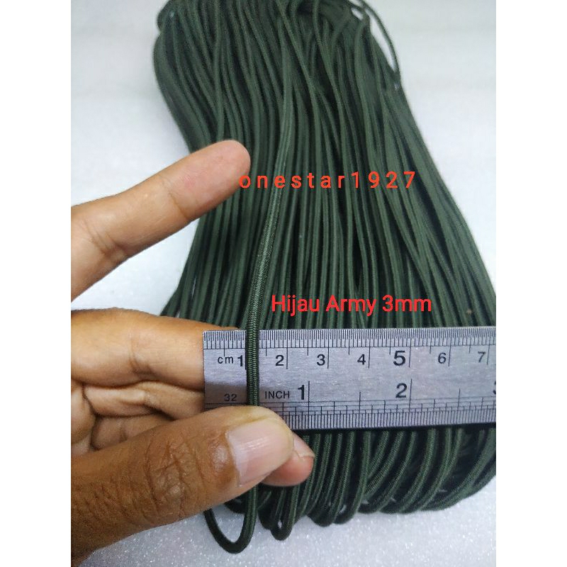 Jual Tali karet elastis string bulat 3mm hijau army(10 meter) | Shopee ...