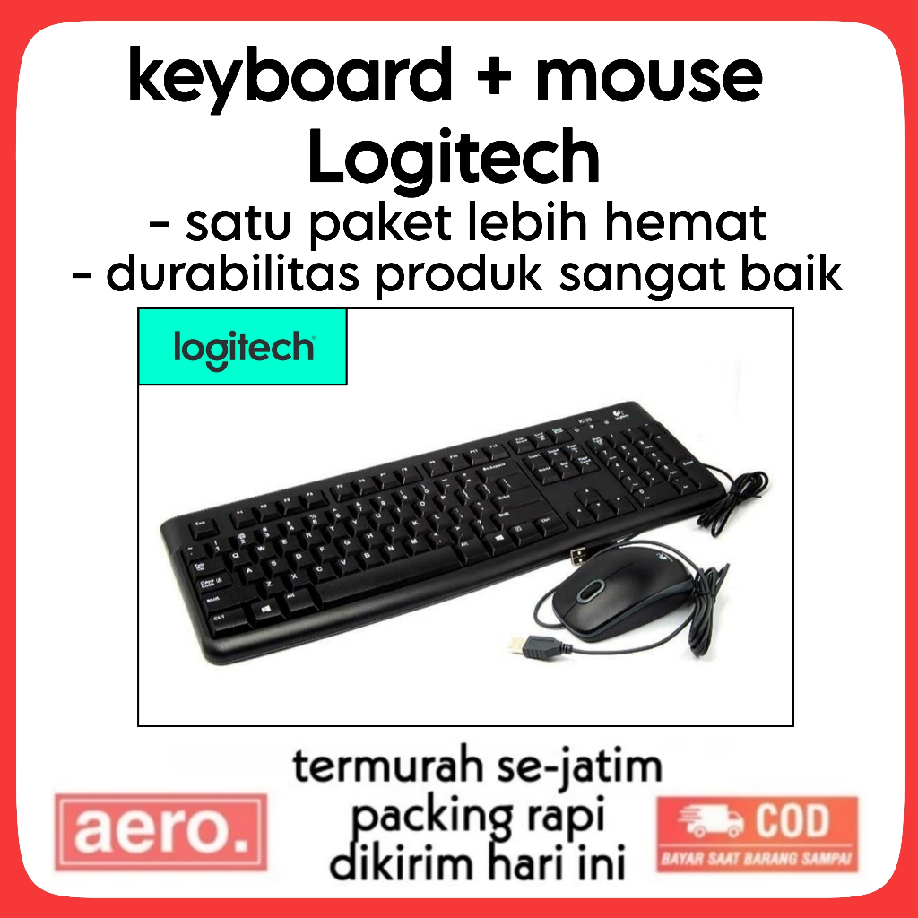 Jual keyboard dan mouse logitech Mouse Keyboard Kabel USB A Combo ...