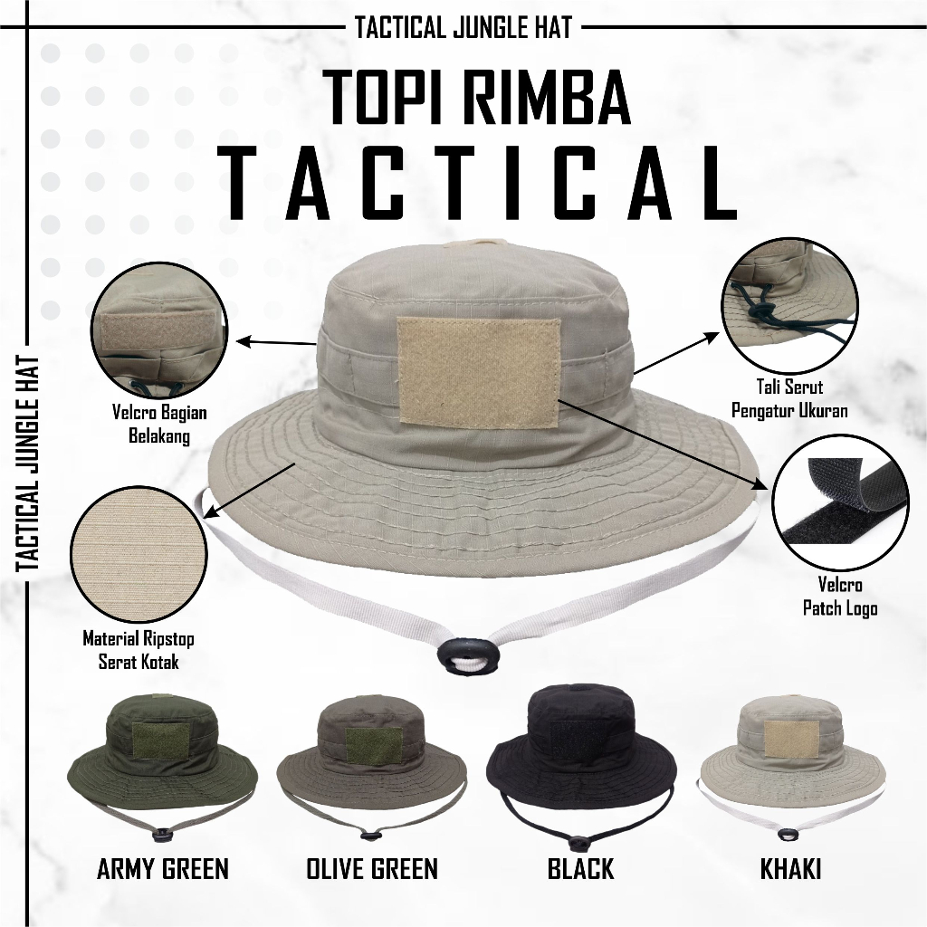 Jual Topi Rimba Tactical Molay Ripstop Hitam, Krem, Hijau Olive ...