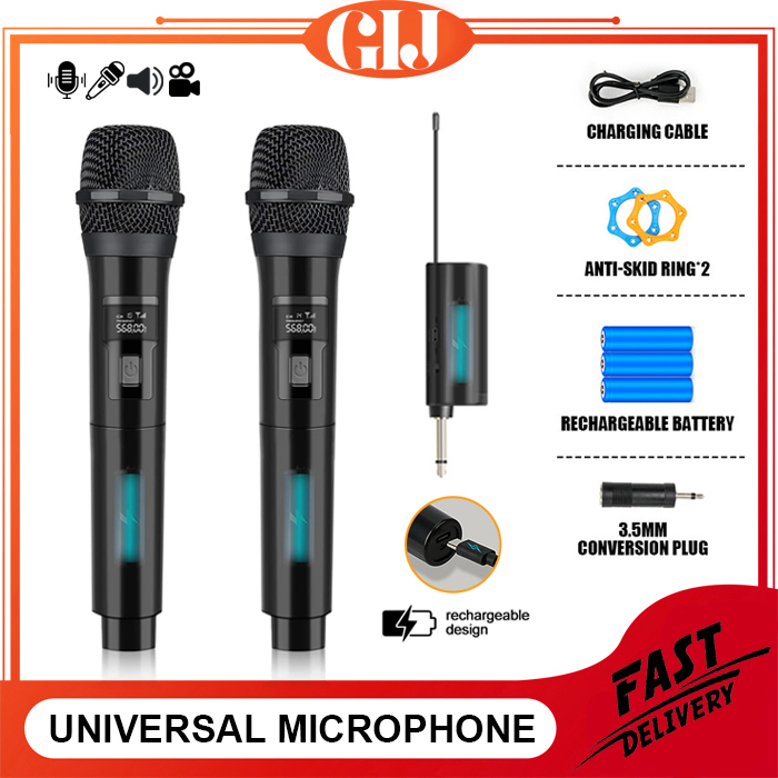 Jual Mic Wireless Original Rechargeable Murah 2 Charger Mix Karaoke ...