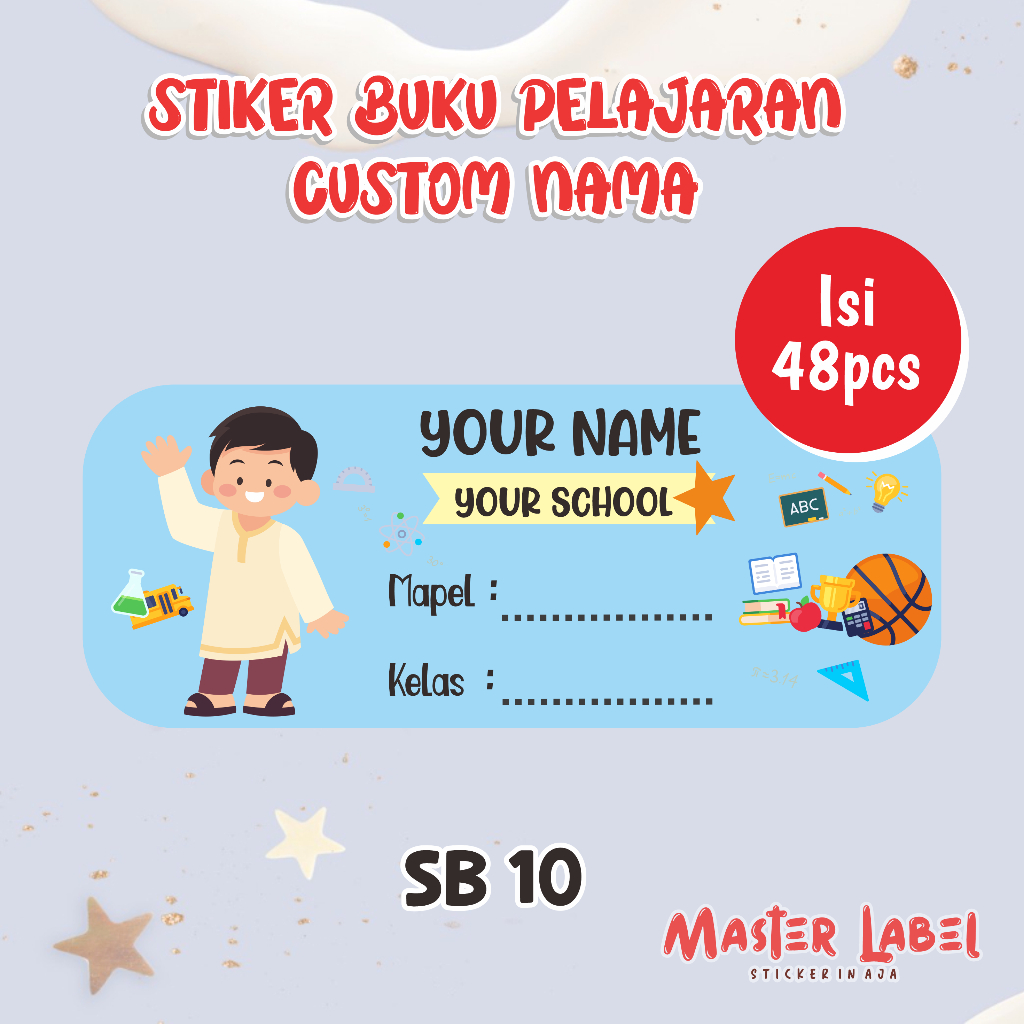 Jual Stiker nama custom PELAJARAN stiker nama buku ISI 48pcs | Shopee ...