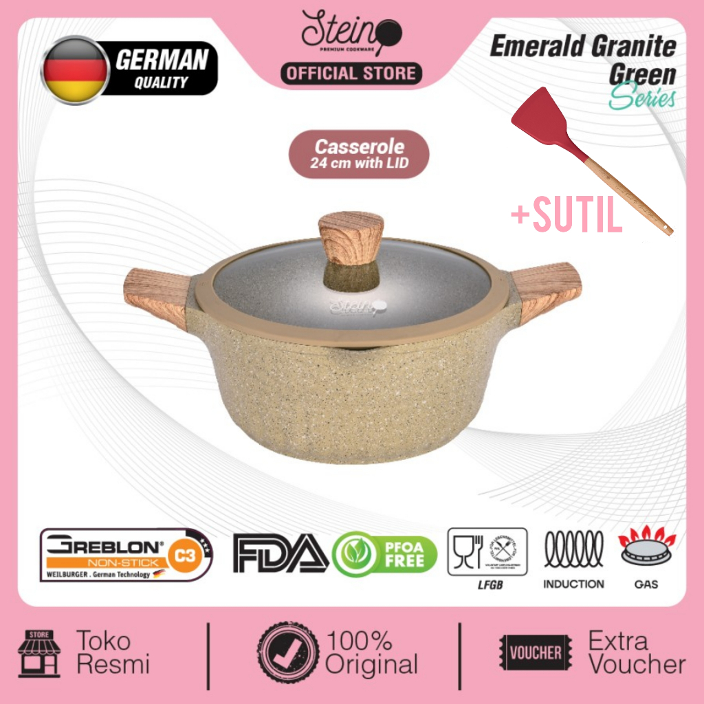 Jual Panci Casserole Steincookware EMERALD 24CM + Lid Tutup Kaca German ...