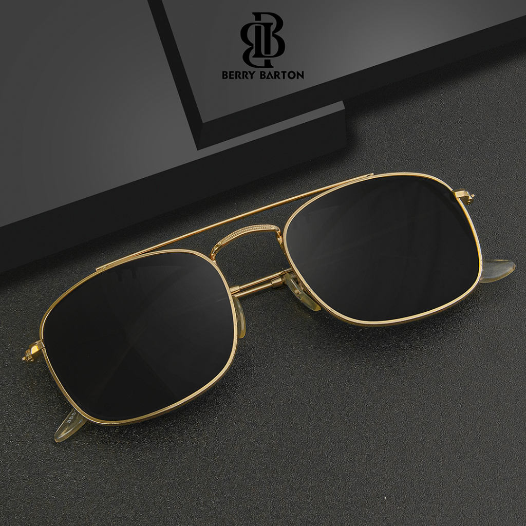 Jual Berrybarton - Kacamata Hitam Aviator Rectangle PC Sunglasses Anti UV Pria 3557 | Shopee ...