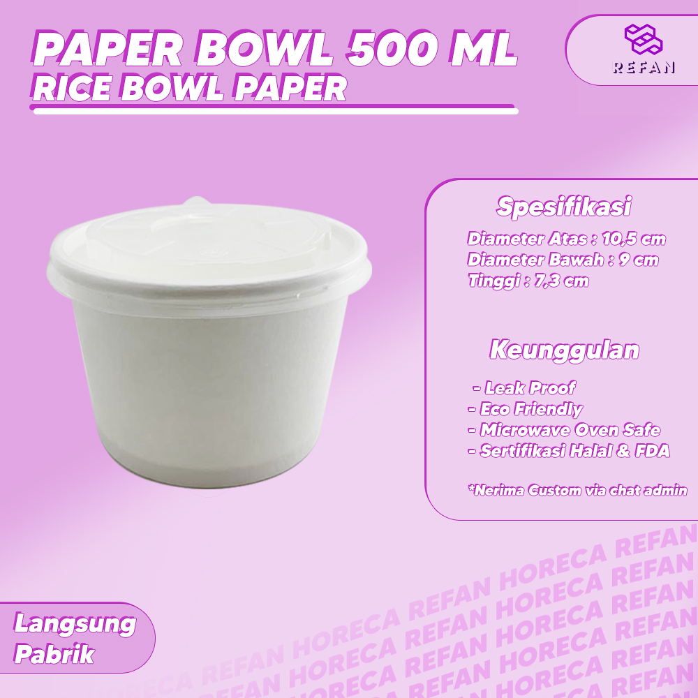 Jual PAPER BOWL ALL SIZE DENGAN TUTUP / MANGKOK KERTAS SEMUA UKURAN ...