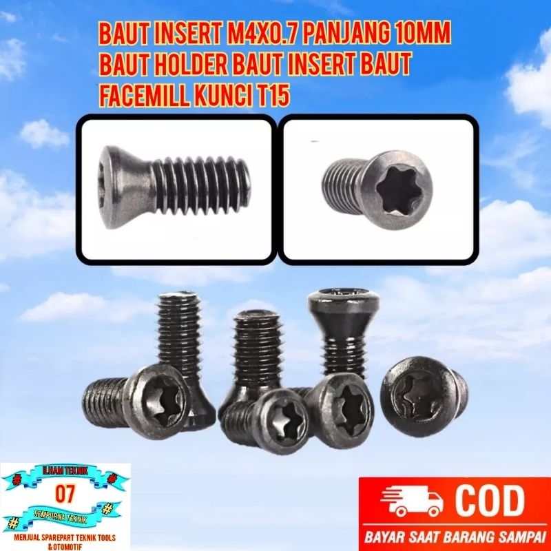 Jual baut insert m4x0.7 panjang 10mm baut holder baut insert baut ...