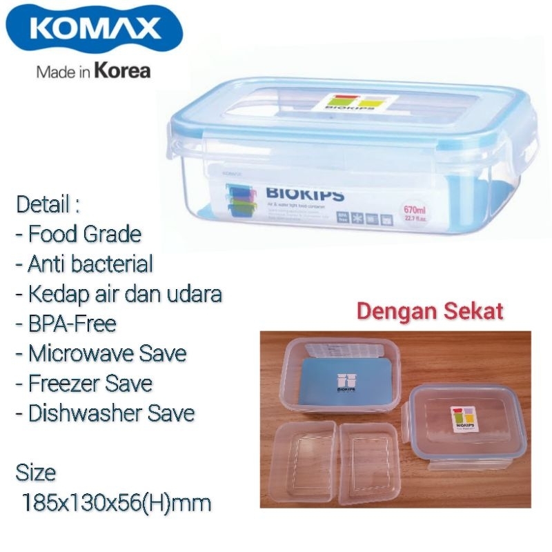 Jual KOMAX BIOKIPS 670ml Food Container Dengan Sekat / Tempat Makan ...