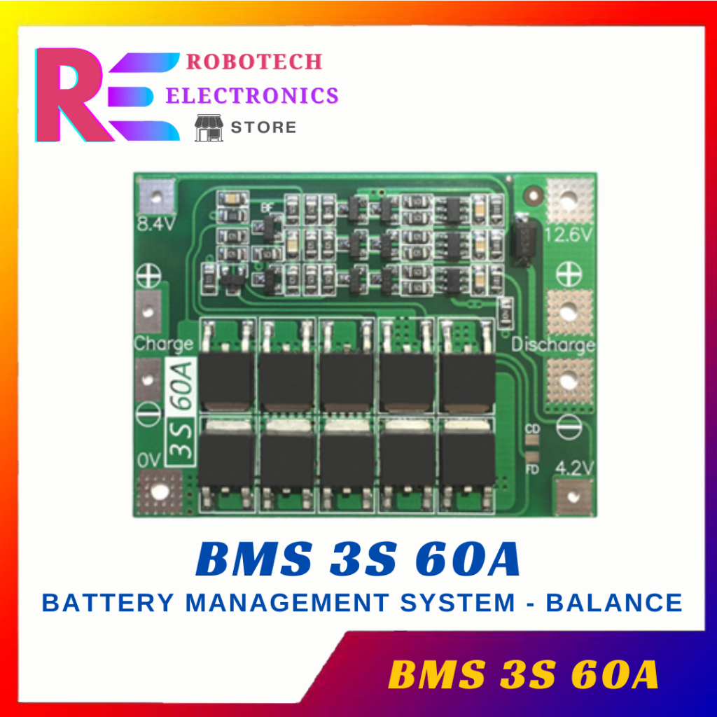 Jual BMS 3s 60A 12.6V 18650 Li-Ion Lithium Battery Protection Board ...