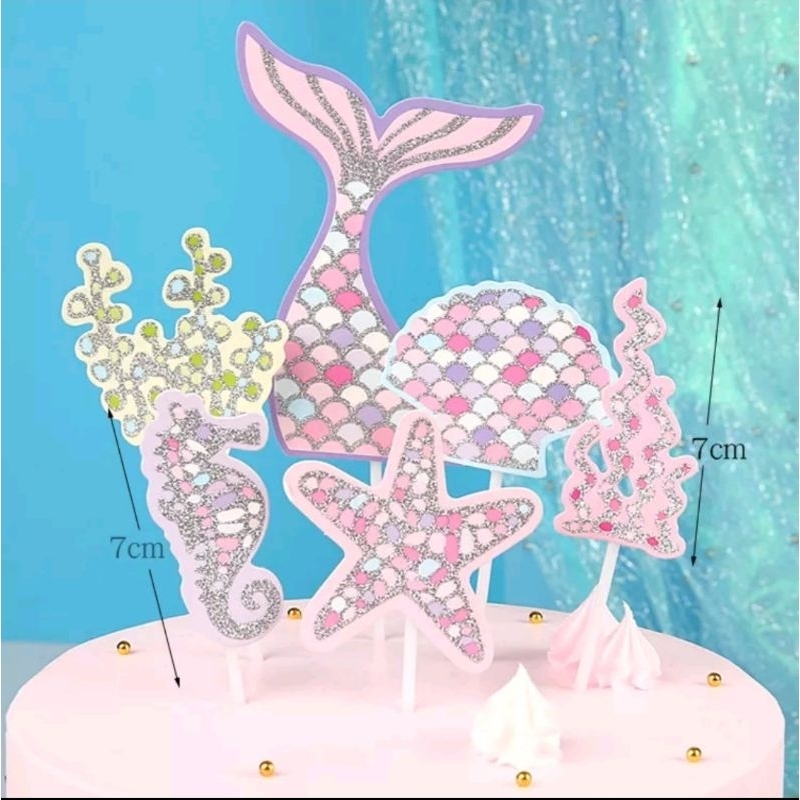 Jual Topper Kue Bentuk Ekor Mermaid/ Mermaid Tail Cake Topper Aksen ...
