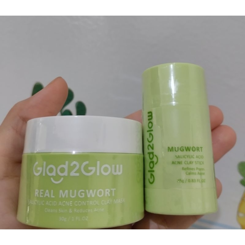 Jual Glad2Glow Real Mugwort Salicylic Acid Acne Control Clay Mask Stick 25g 30g | Shopee Indonesia