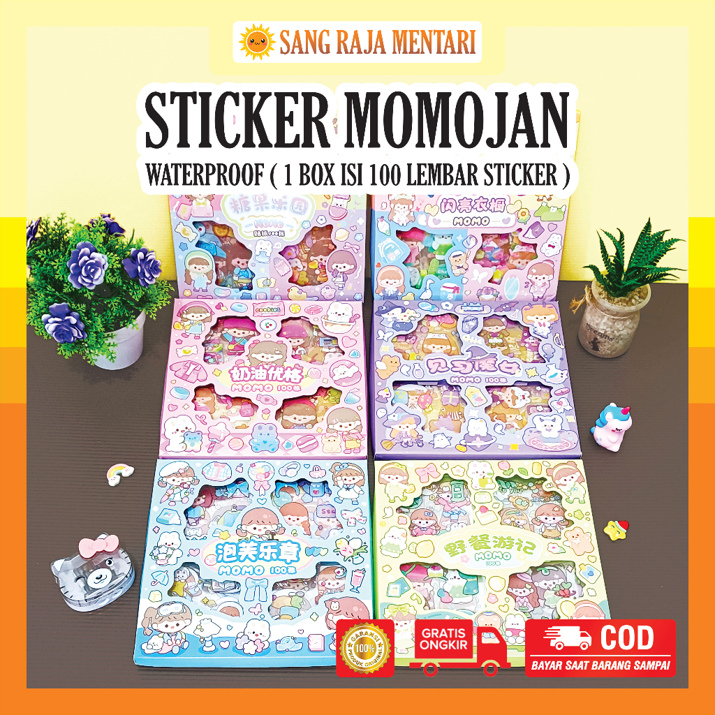 Jual Sticker Momojan Waterproof Dapat Box isi 100 Lembar Stiker ...