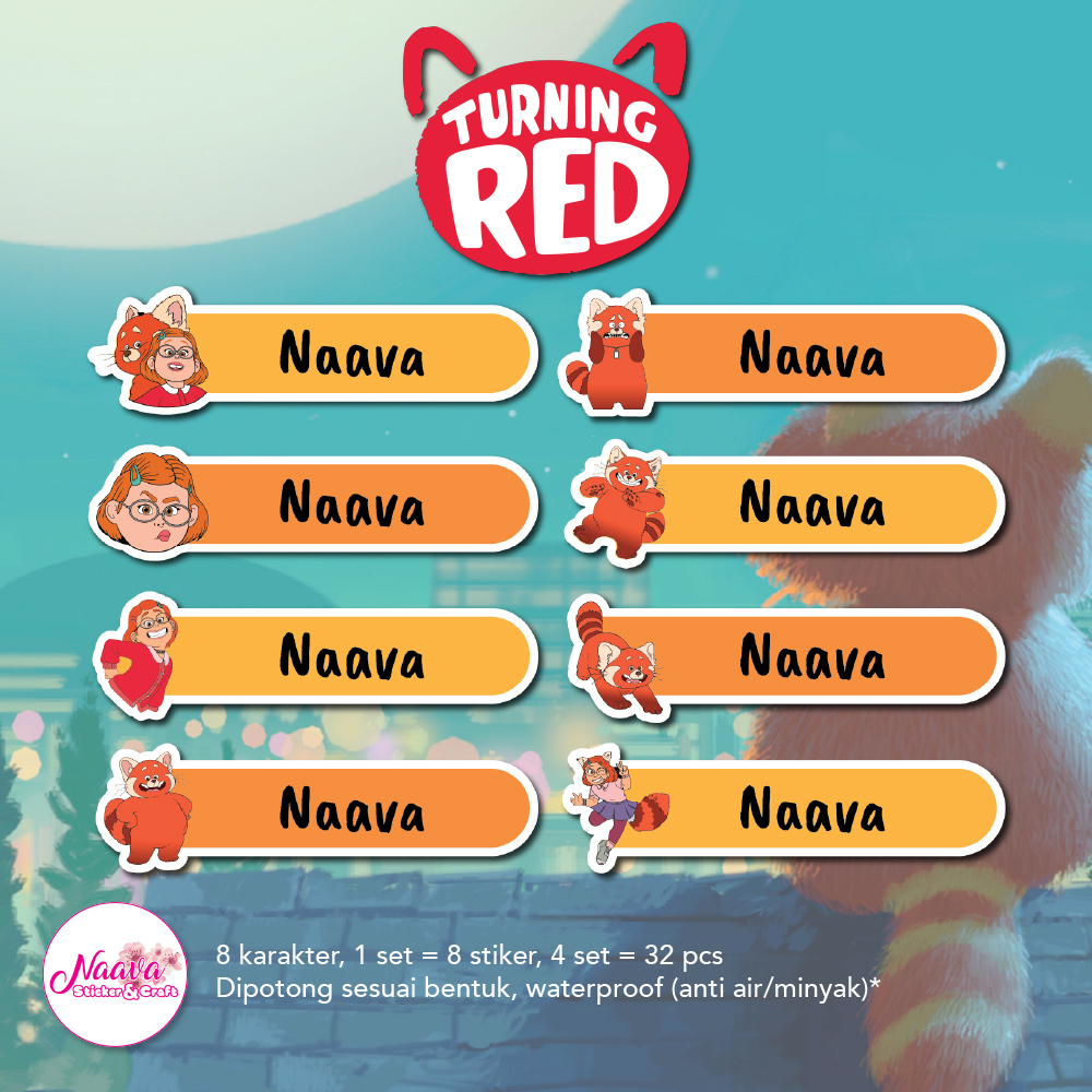 Jual STIKER LABEL BUKU CUSTOM NAMA ANAK - TURNING RED | Shopee Indonesia