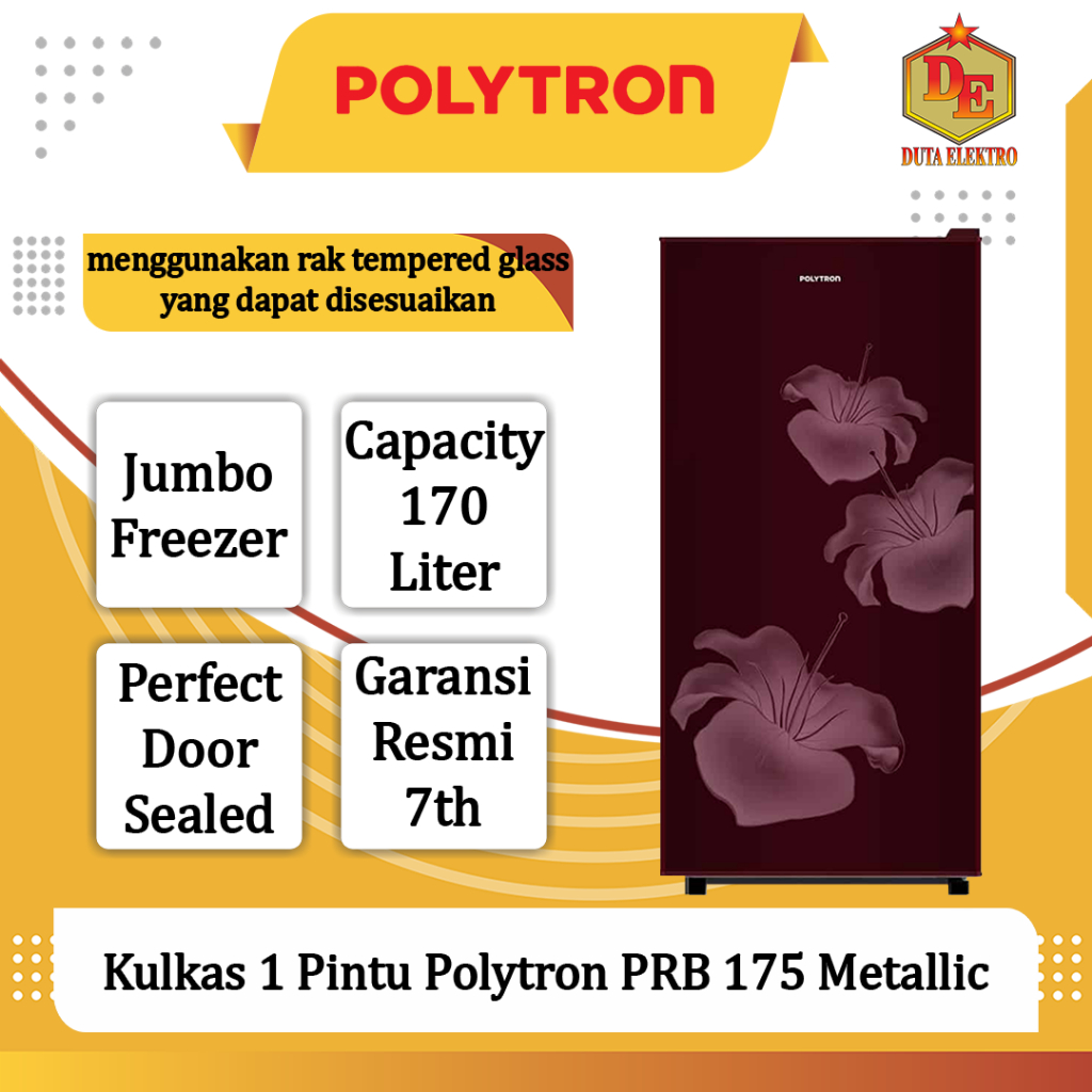 Jual Kulkas 1 Pintu Polytron PRB 175 Metallic | Shopee Indonesia