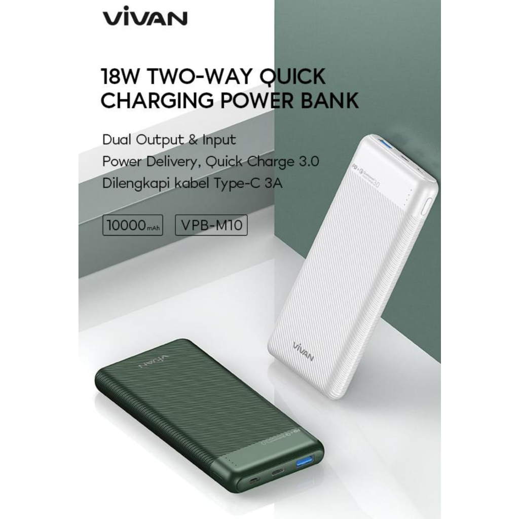 Jual VIVAN POWER BANK VPB-M10 18W 10.000MAH SUPORT FAST CHARGING ...