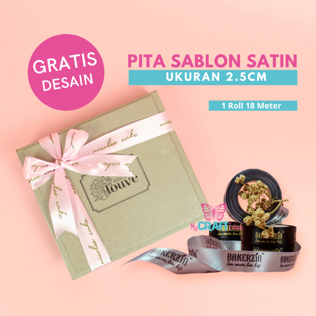 Jual Pita Sablon 2,5cm | MIN. ORDER 5 ROLL | Pita Custom GRATIS DESAIN ...