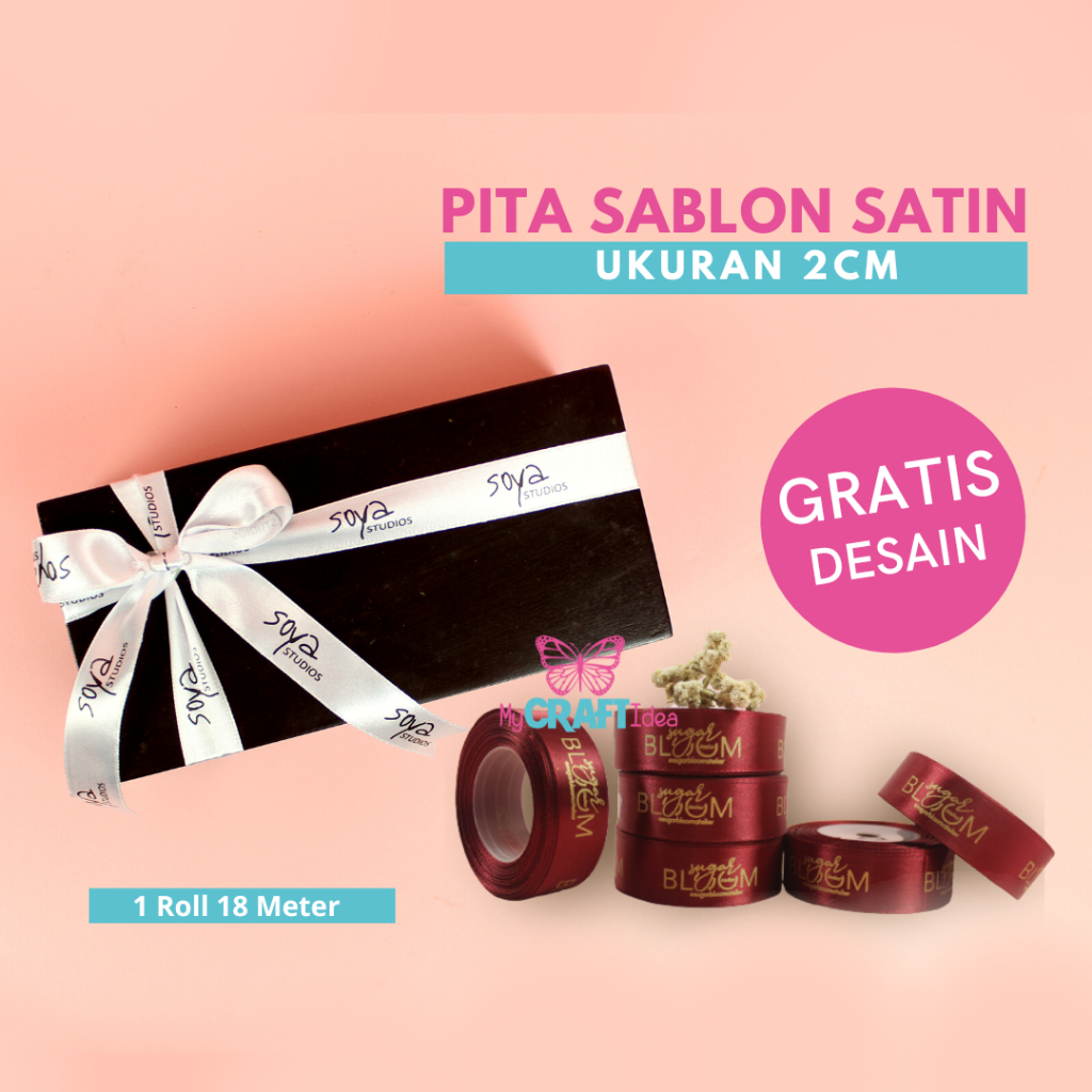 Jual Pita sablon 2cm | MIN. ORDER 5 ROLL | GRATIS DESAIN | Pita Custom ...