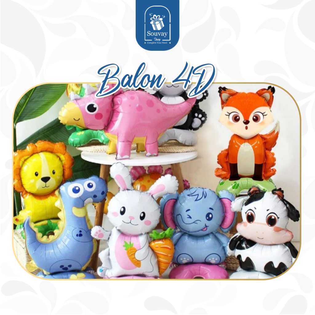 Jual 1PCS - BALON 4D ANIMAL - Balon Karakter Balon Animal Balon Stand ...