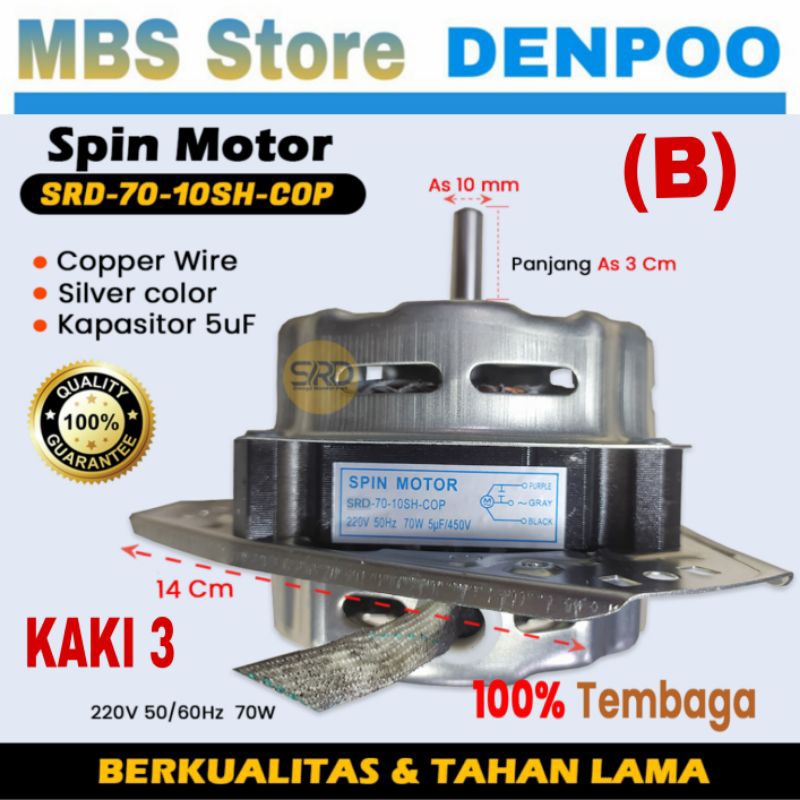 Jual DINAMO SPIN/PENGERING TEMBAGA MESIN CUCI ( B ) MEREK SHARP AS 10MM SRD -70-10SH-COP ...