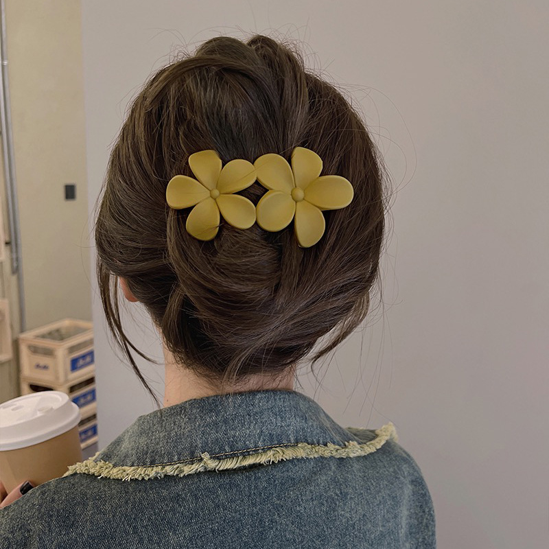 Jual Jepit Rambut Ponytail Desain Bunga Ganda 10.5cm Warna Matte ...